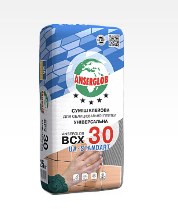 Купити Клей для плитки ANSERGLOB BCX 30, 25 кг, ціна 132 ₴ - Prom.ua (ID# 1990955878)