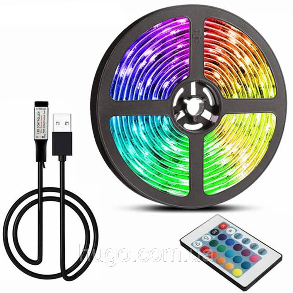 Светодиодная лента с пультом 5 м, от USB, TV LED Strip CB-5050 ...