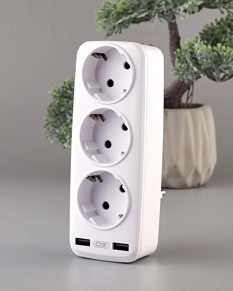 Сетевой фильтр тройник XO 2USB/ 3 OUTLET/ 2.4A (WL08) белый (ID ...