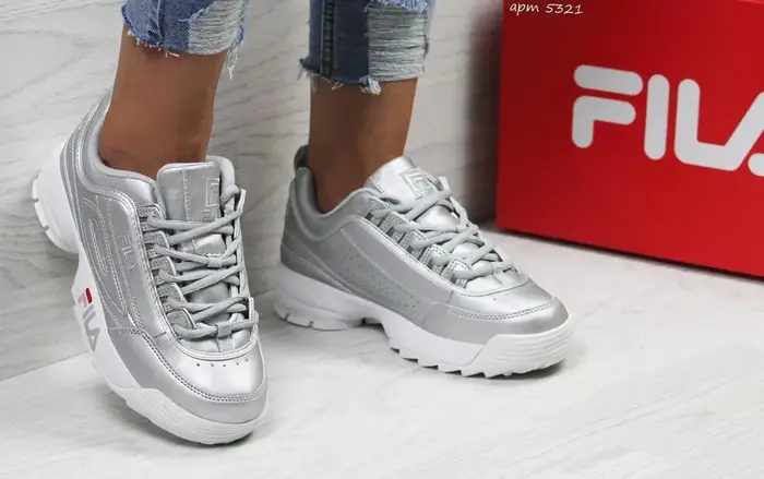 Женские кроссовки FILA Фила. Серебристые. Код товара: Д - 5321 38 (ID ...