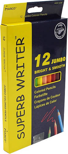 Карандаши цветные Marco Superb Writer Jumbo с точилкой 12 цветов ...