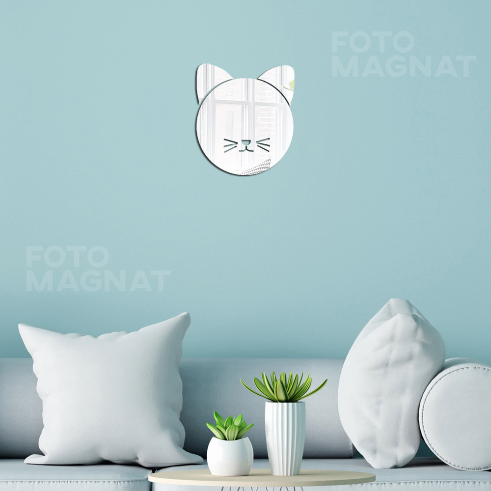 Дзеркальна наліпка на стіну Meow акрилова панель для декору самоклейна 1 шт 23х20 см Id
