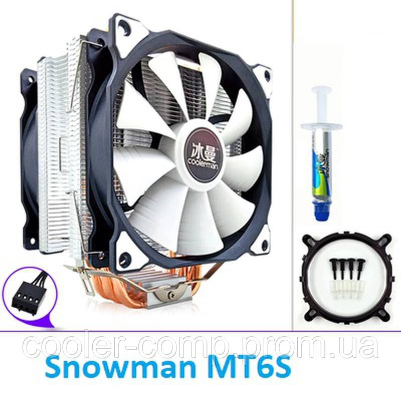 Кулер для охолодження процесора Snowman MT6S два 120 мм. вентилятора ...