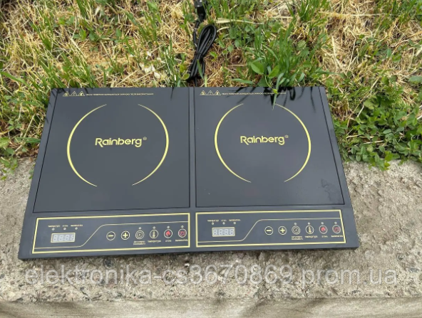 Индукционная плита двухконфорочная Rainberg 4200W Электроплитка бытовая ...