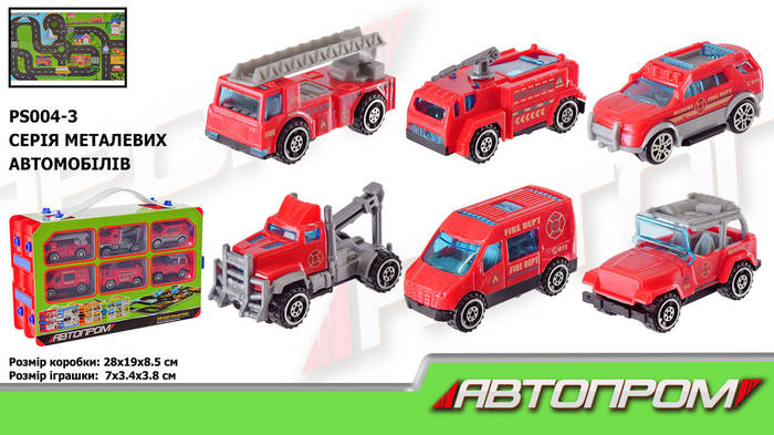 Игровой набор PS004-3 (48шт/2) "АВТОПРОМ" метал.машины,коврик в наборе ...