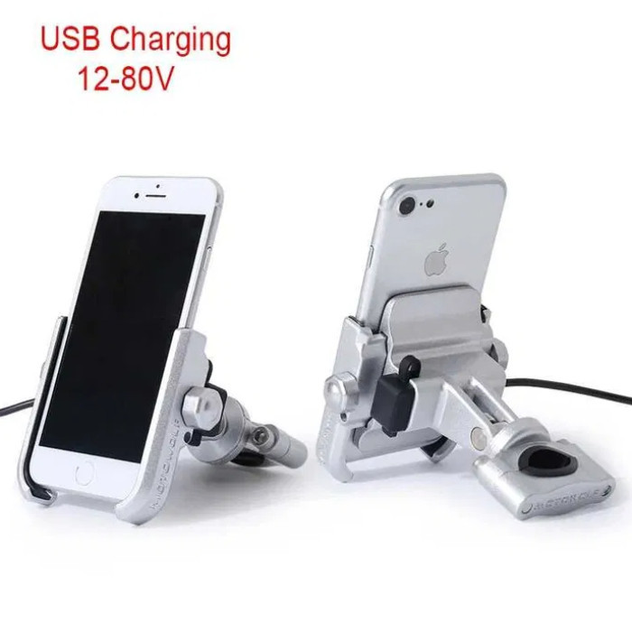 Алюминиевый держатель Motowolf для смартфона с USB зарядкой 12-80V на ...