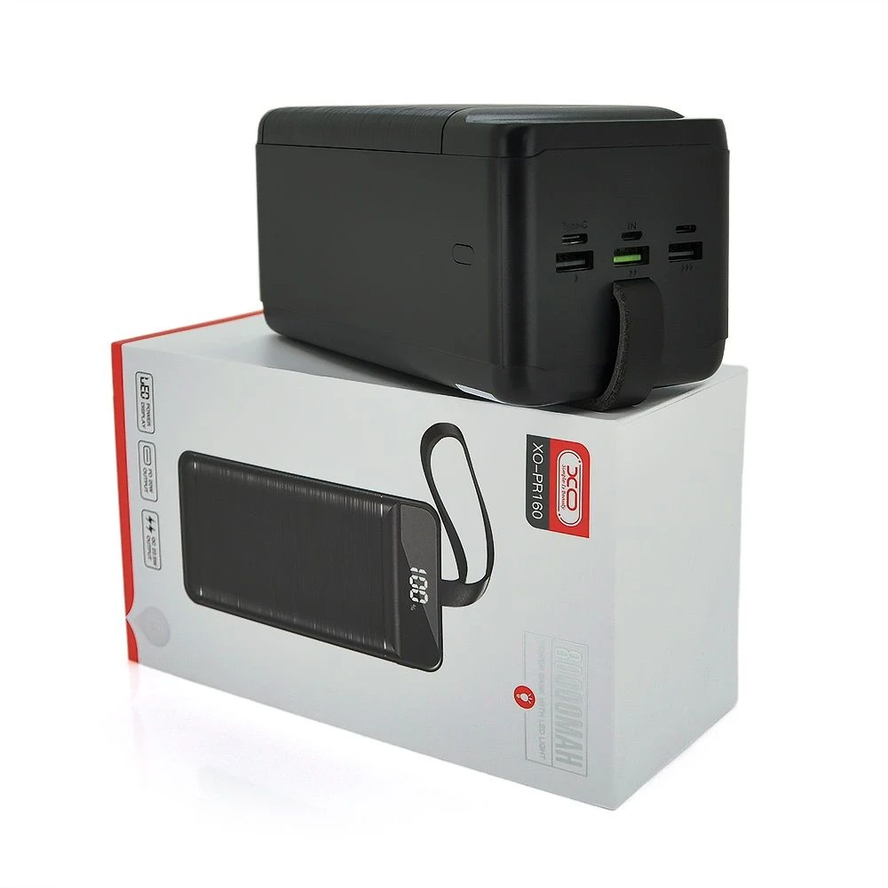 Повербанк power bank 80000mAh 22.5W XO PR160 3USB+Type-C QC 3.0 с лампой и быстрой зарядкой для ...
