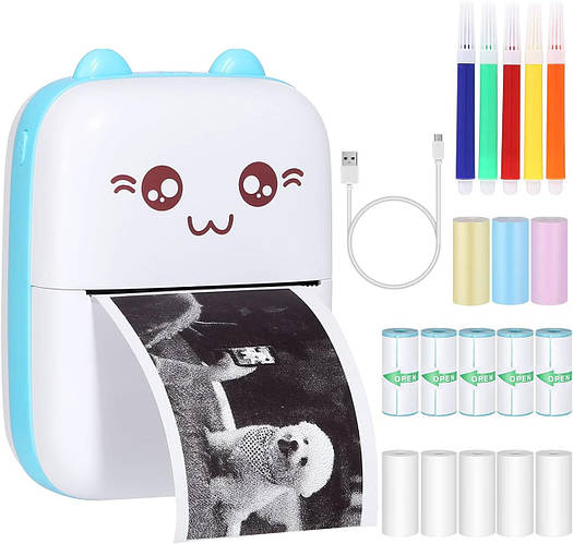 Портативный мини принтер 12 рулонов Mini Printer термопринтер карманный ...
