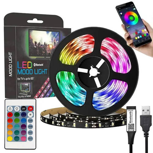 USB светодиодная лента 5 метров 5050 RGB с управлением по Bluetooth ...