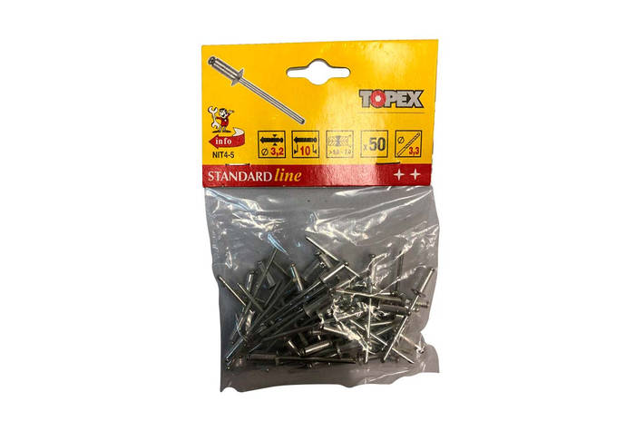 Заклепка Toolex 3.2 x 10мм (50шт) (15E302), ціна: 13 ₴, купити на Prom.ua