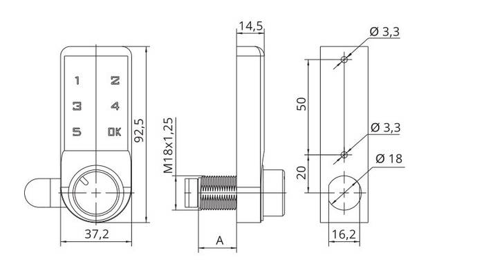 Электронный кодовый замок Koval M-1603BK-20 (ID#1997017862), цена: 819 ...
