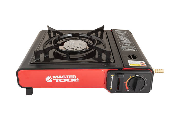 Плита портативная газовая MASTERTOOL с пьезоподжигом в пластиковом кейсе 2.4 кВт 145 г/ч 42 Bar ...
