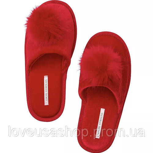 Тапочки Victoria s Secret Velour Pom Pom Red Slippers (ID#1927046416 ...