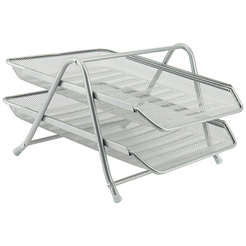 Лоток для паперів горизонтальний AXENT 2 секції металевий перфорований сірий (2121-03-А) (ID ...