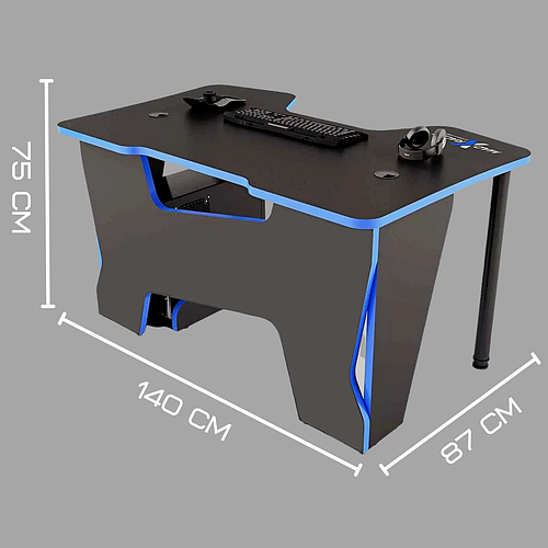 Стол для Компьютера 140x87x75 см с Вырезом Синий Игровой Геймерский ...