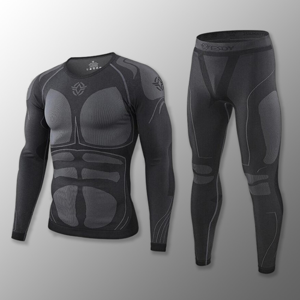 Комплект компресійної термобілизни "Esdy. Сompression" (Чорний) (флісова термобілизна тактичне ...