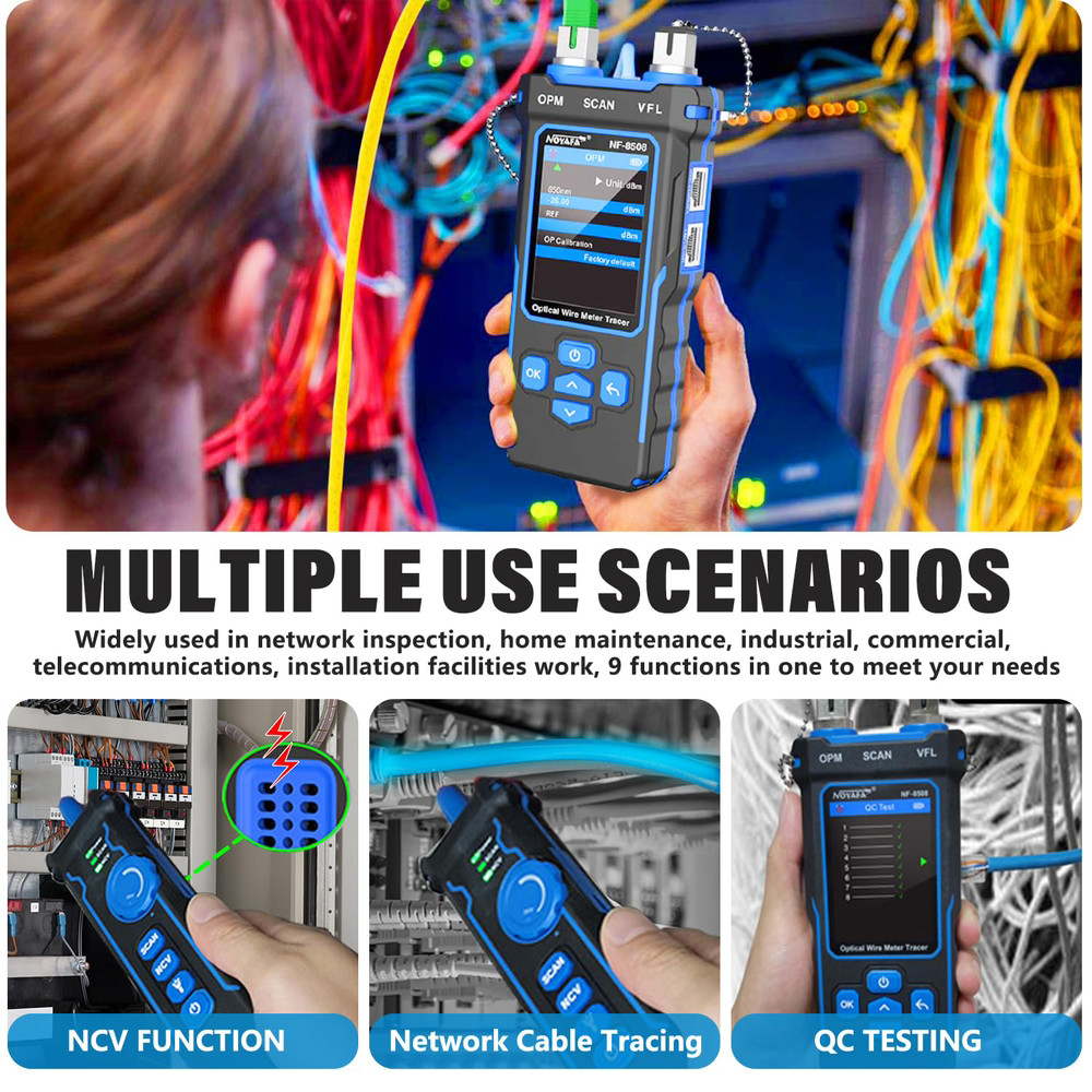 NOYAFA NF-8508 Тестер мережевих кабелів з вимірювачем оптичної ...