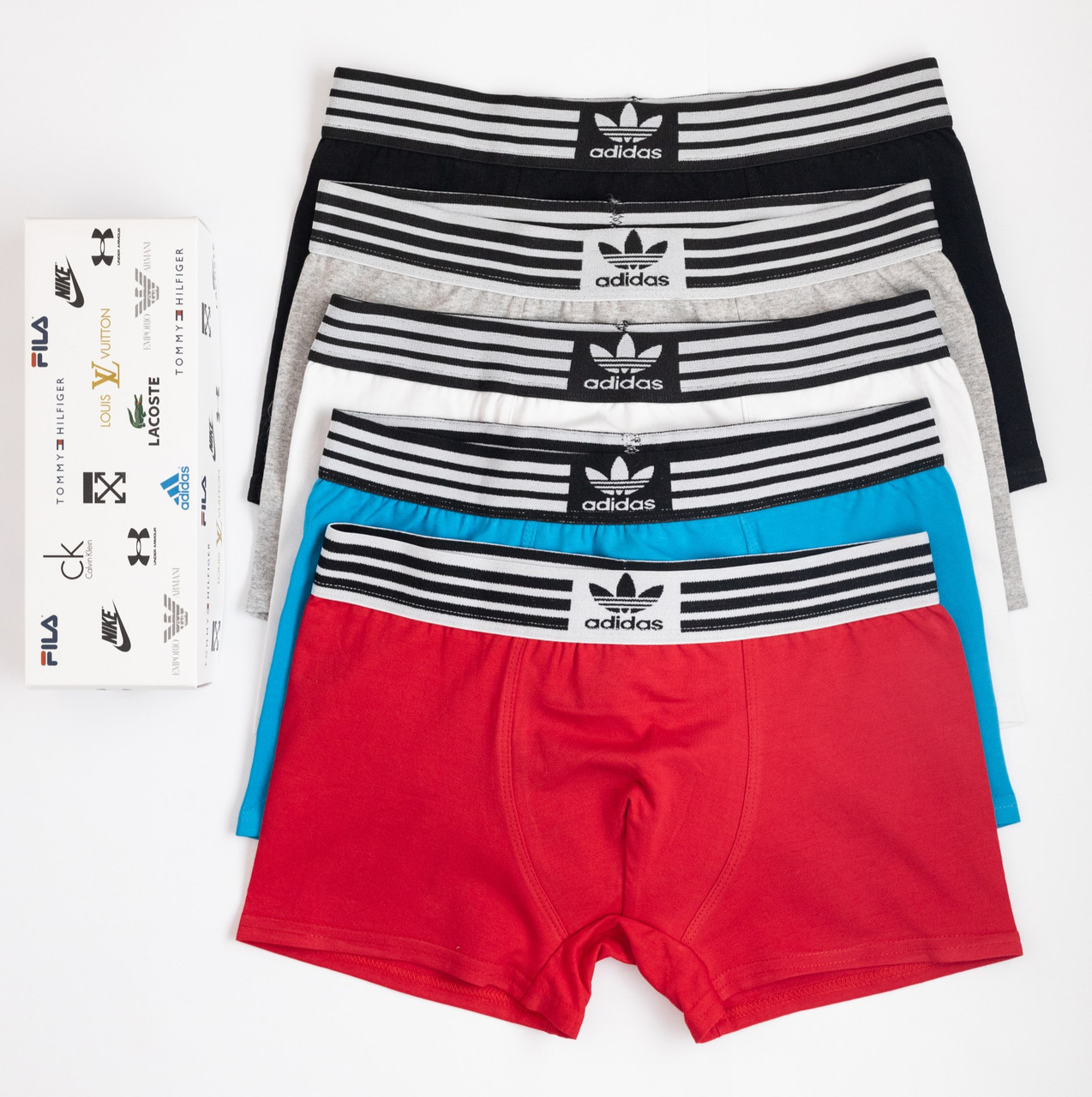 Набор мужских трусов боксеры Adidas L 5 штук (ID#2005612888), цена: 868 ...