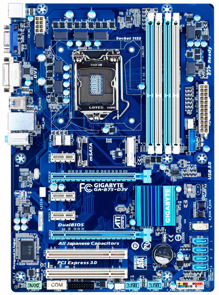 Материнская плата s1155 Gigabyte GA-B75-D3V Intel B75 4*DDR3 ATX б/у ...