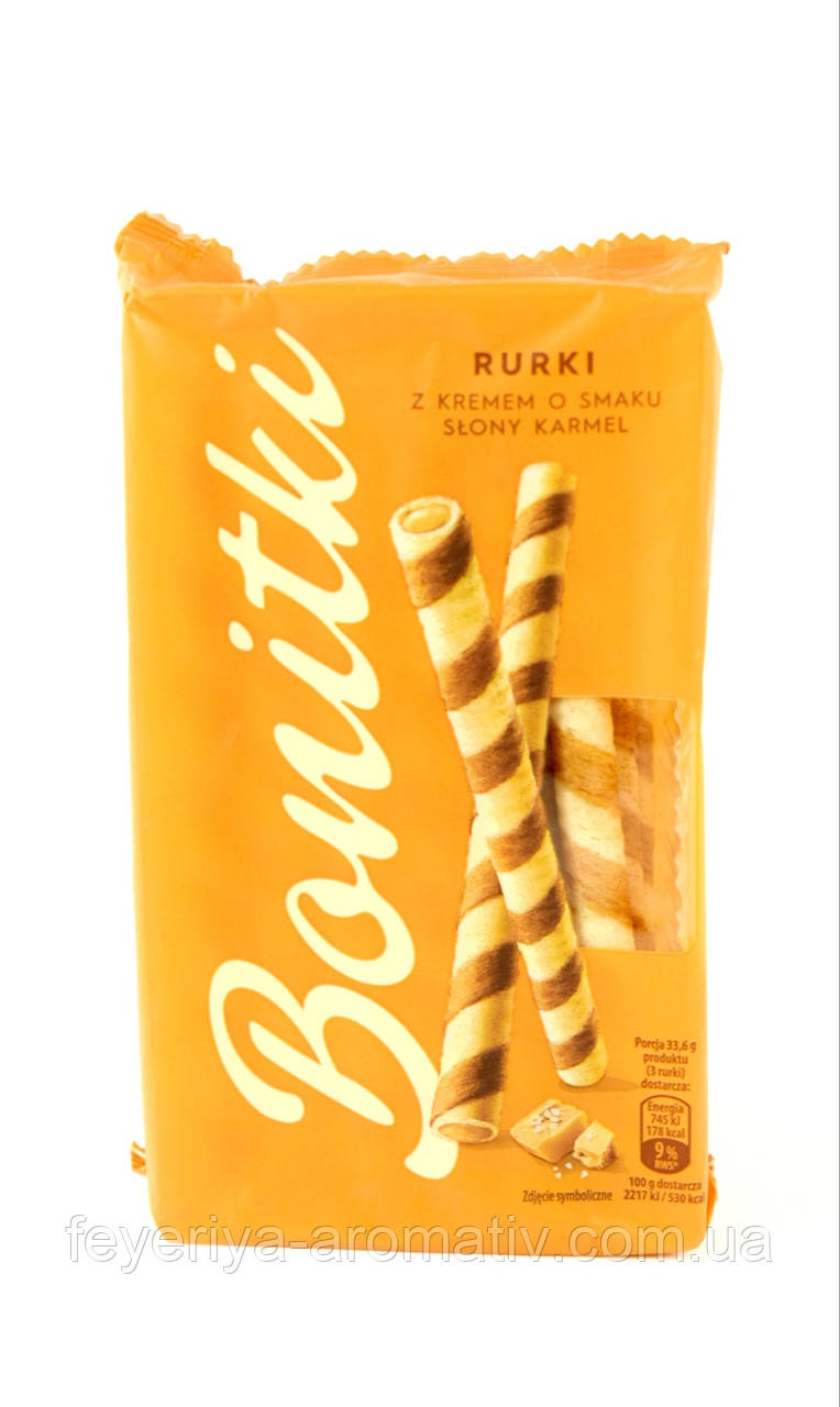 Вафельные трубочки с кремом соленая карамель Bonitki Rurki 280 г Польша ...