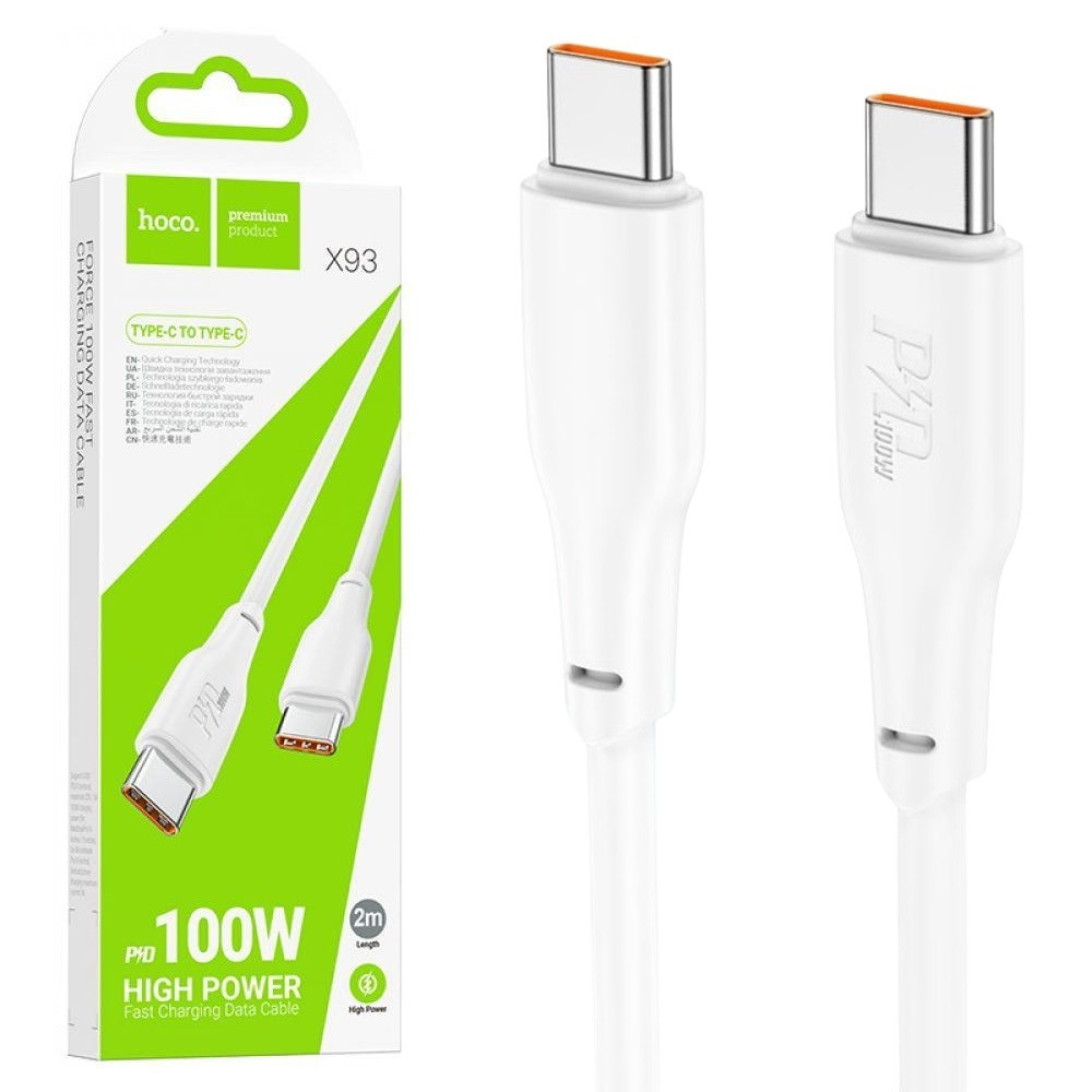 Купити Кабель Type-C/Type-C Hoco X93 Force (100W/3А/2м) білий оптом і в ...