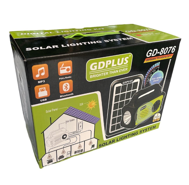 Портативная солнечная система освещения Solar GDPLUS GD8076/Фонарь Power Bank радио-блютуз с ...
