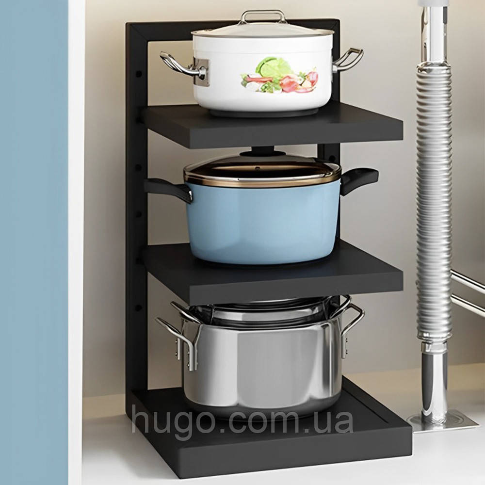 Кухонна полиця для зберігання посуду 3 рівні Kitchen Shelf For Storing Pots Полиця на кухню