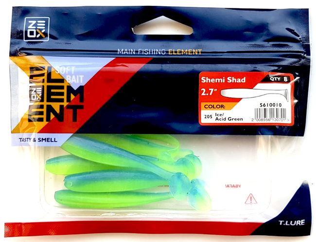 Силикон Zeox Shemi Shad 2.7" 205 IAG 69 мм приманка на щуку окуня ...