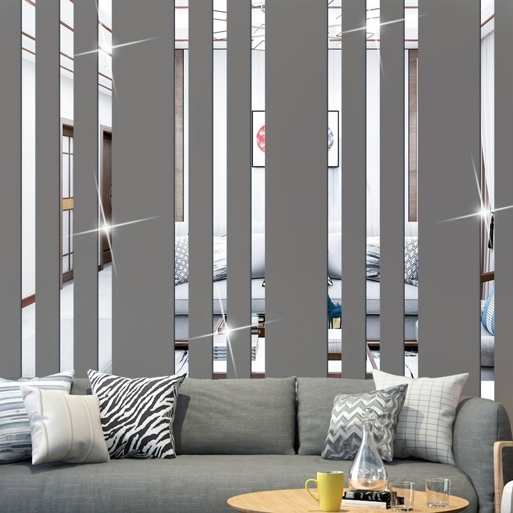 Дзеркальна наклейка настінна акрилова для декору стін «Молдинг 30 3 240 см 3 шт Срібло Id