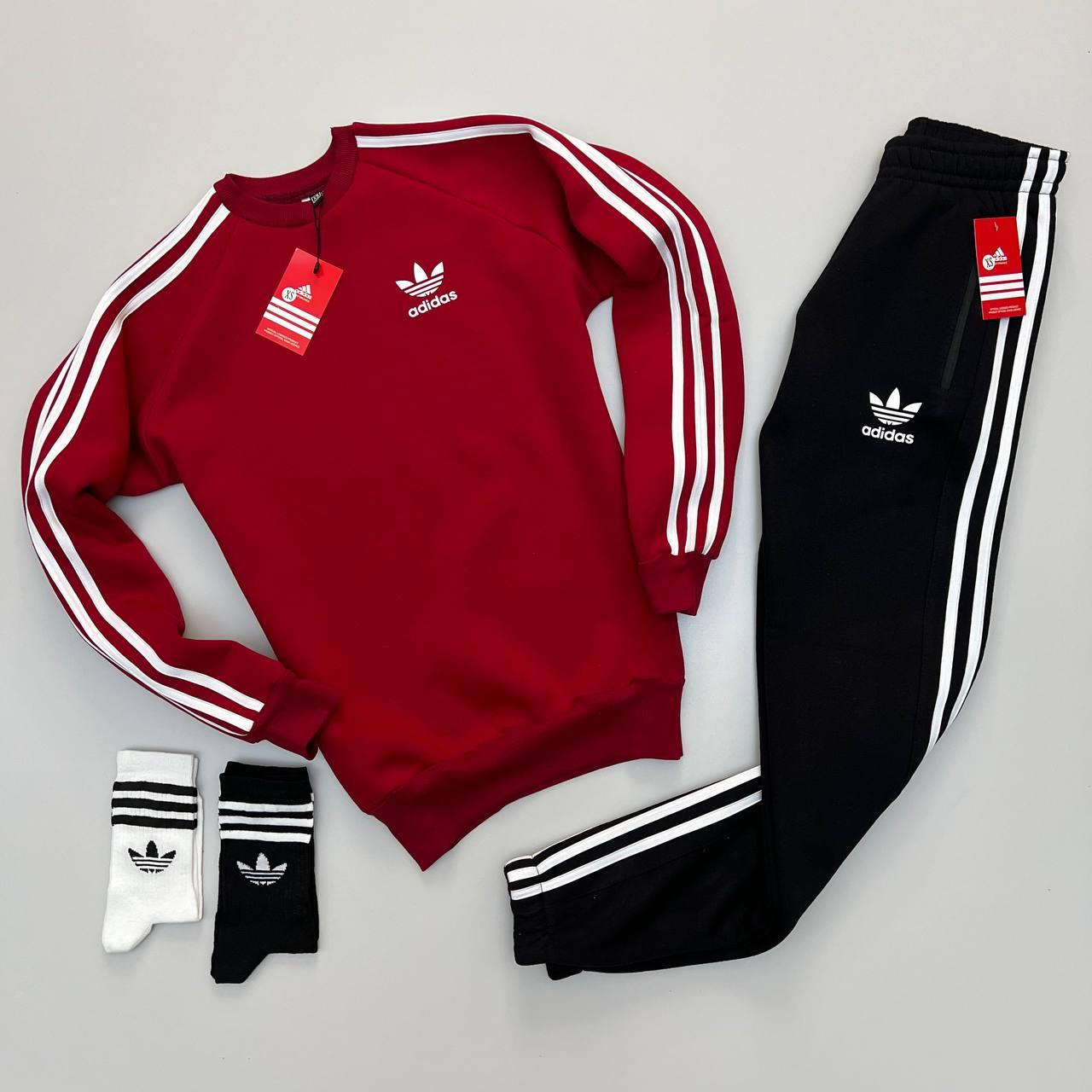 Костюм Спортивный Adidas Унисекс Красный Мужской Женский Комплект ...
