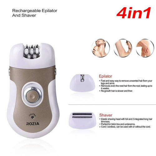 Эпилятор Rozia HB-6006 аккумуляторный с 4 насадками для пилинга и зон бикини SV227 (ID ...