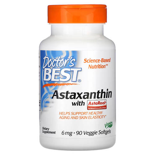 Астаксантин из AstaPure, Astaxanthin, Doctor's Best, 6 мг, 90 капсул ...