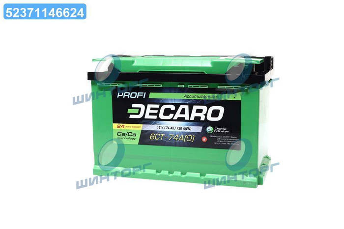 Аккумулятор 74Ah-12v DECARO PROFI (276х175х190),R,EN720 6СТ-74 (0) UA60 ...