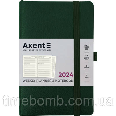 Еженедельник Axent 2024 Partner Soft Skin 125 x 195 мм, темно-зеленый (8509-24-23-A) (ID ...