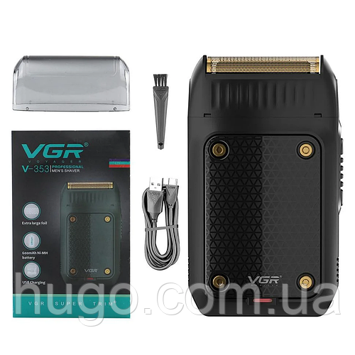 Електробритва портативна VGR V-353 з USB, Чорна / Професійна чоловіча машинка для гоління ...