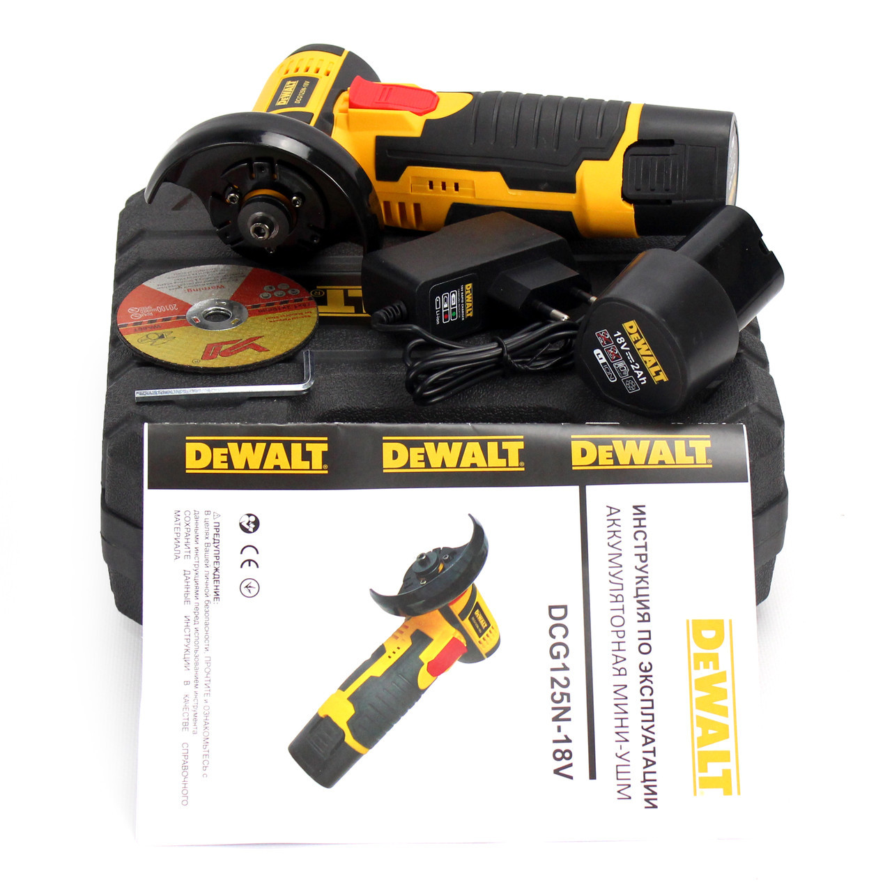 Аккумуляторная болгарка DeWalt DCG125N 18V (18V, 2AH) АКБ УШМ Девольт ...