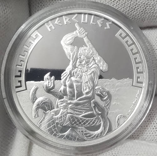Серебряная монета Геркулес (Геракл), первая в серии "Герои Греческой ...