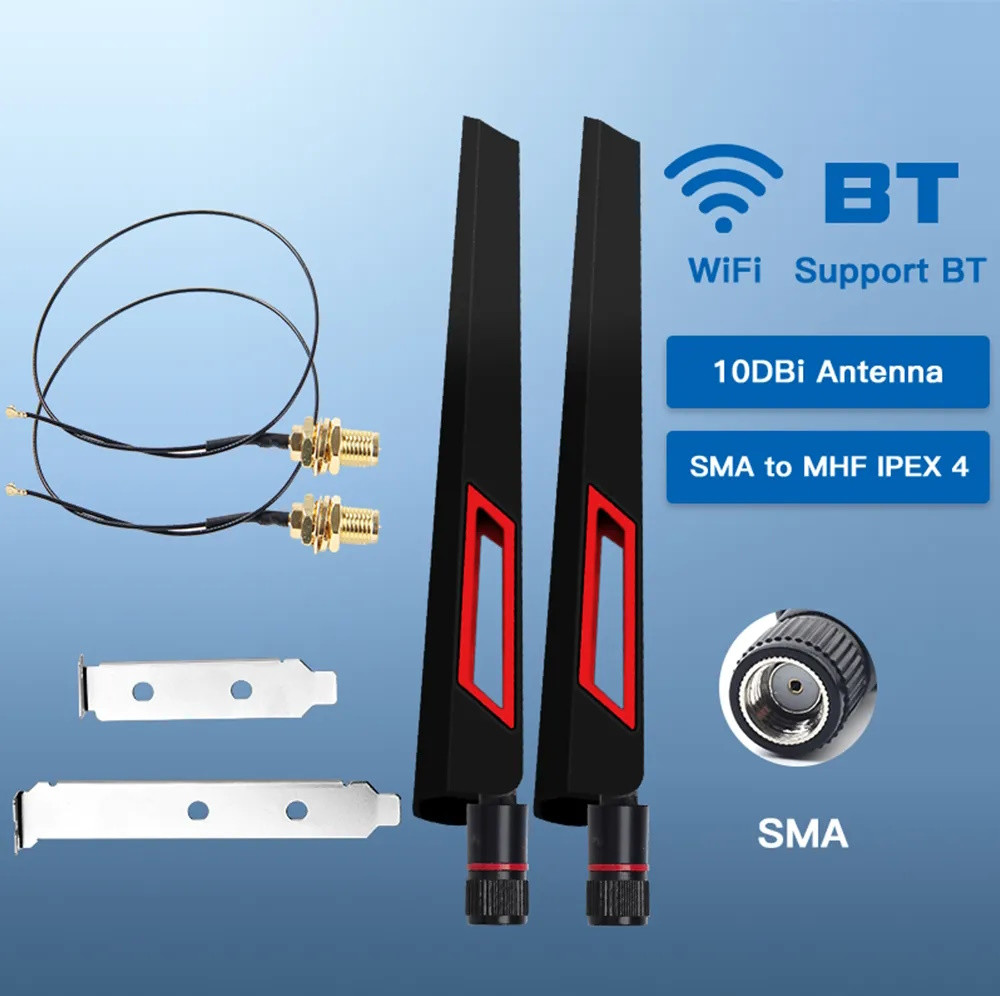 Антена Wi-Fi 2шт 10Dbi 2.4G/5GHz Dual Band MHF4 Extension AX210/AX200 (ID#2020873673), ціна: 495 ...