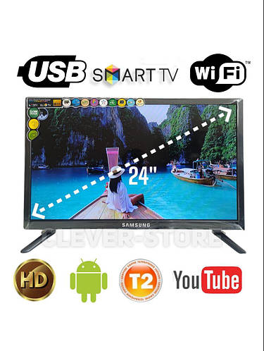 Телевізор Samsung Smart TV 24 " дюйми з Android 13 Wi-Fi T2 (ID ...