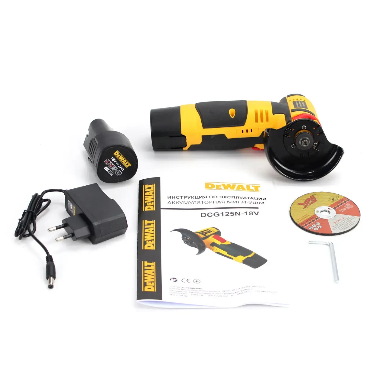 Акумуляторна болгарка DeWalt DCG125N-18V (18V, 2AH) АКБ різак Девольт ...