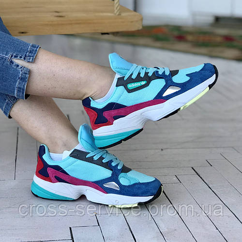 Кроссовки женские Adidas Falcon blue / Адидас Фалькон бирюзовые синие ...