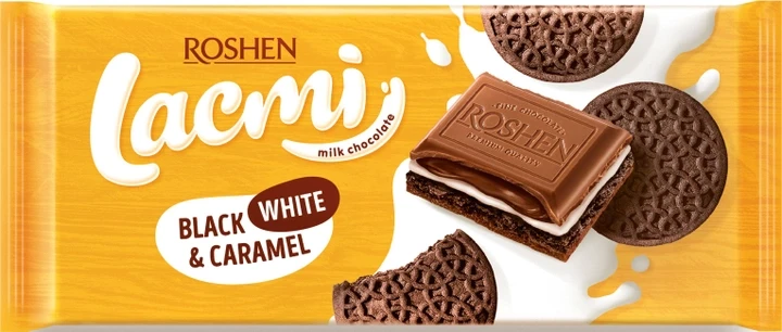 Шоколад Roshen Lacmi Black, White & Caramel з молочною начинкою ...