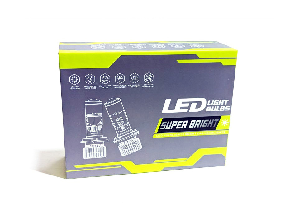 Светодиодные LED лед лампы линзы GT4 цоколь H4, мини би-линзы 6500К с ...