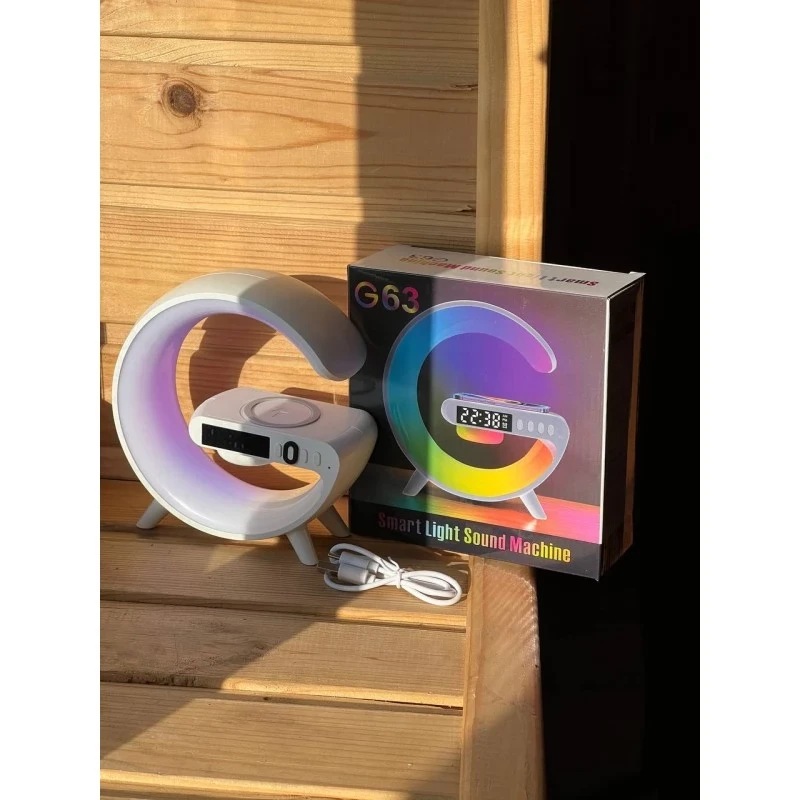 Нічник Smart Light Sound Machine RGB LIGHT G63 з бездротовою зарядкою ...