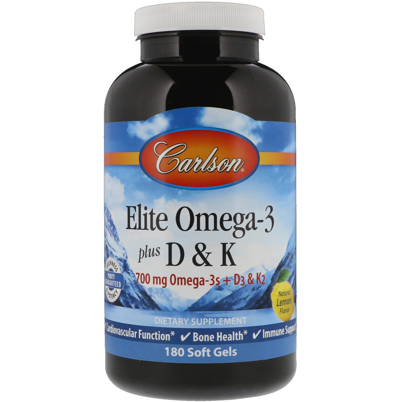 Омега 3 + витамин Д3 и витамин К Omega-3 Plus D & K Carlson Labs 180 ...