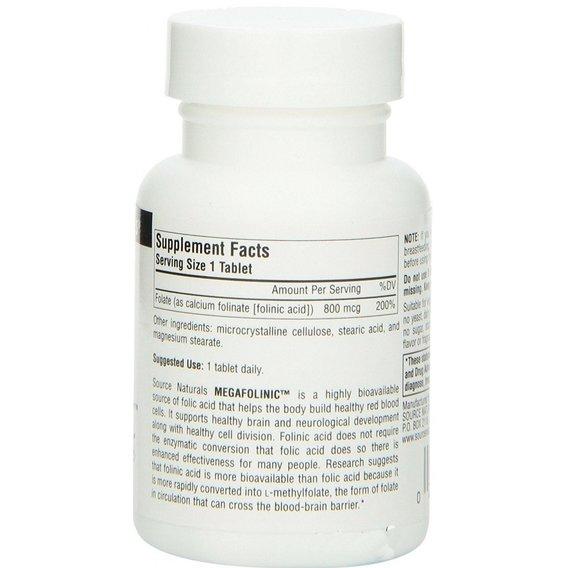Фолієва кислота Source Naturals MegaFolinic Bioactive folic acid (В9 ...