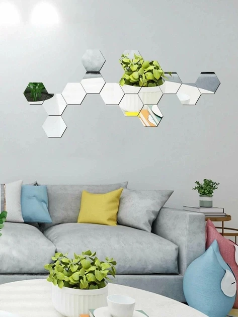 Дзеркальна настінна наклейка для декору інтерєру Соти 10 шт срібло 16 см Id 2024464302 цена