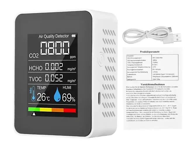 Детектор углекислого газа (СО2), формальдегида (HCHO) и TVOC Модель ...