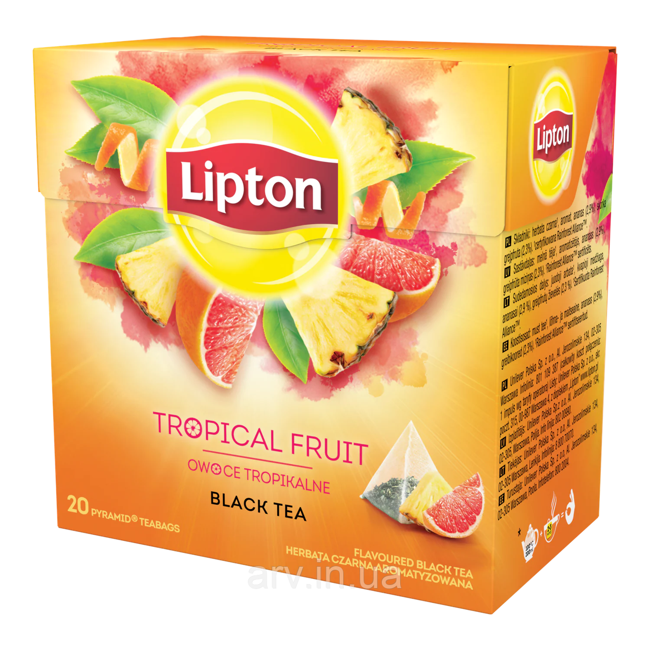 Чай Lipton Tropical Fruit 20*1,8 г чорний пірамідки (12) (ID#2024852511 ...