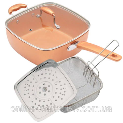 Сковорода универсальная 5в1 Copper Cook Deep Square Pan / Антипригарная ...